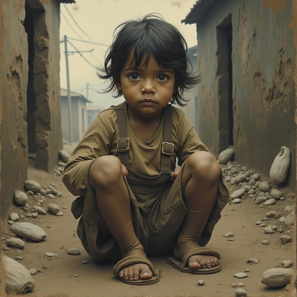 01 Child - Bleak Reality of Child Poverty in Sepia Tones