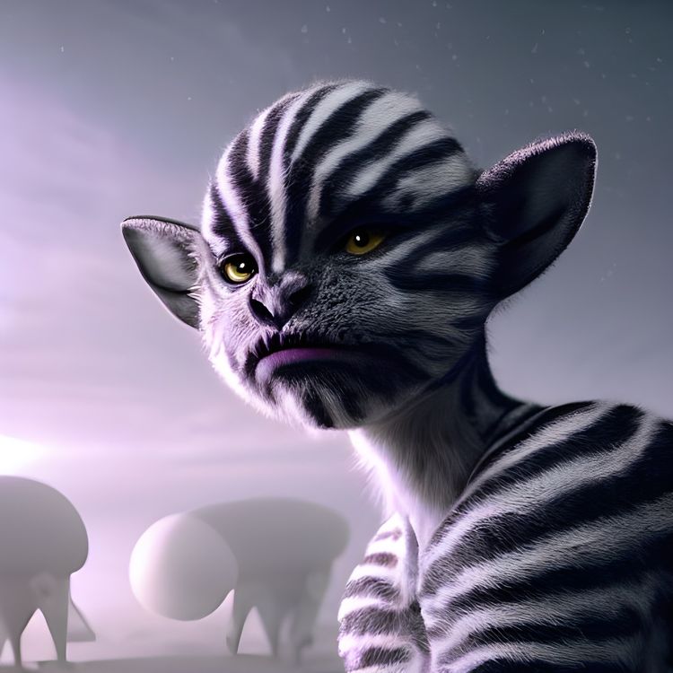 Zebra Striped Alien - AI Generated Artwork - NightCafe Creator