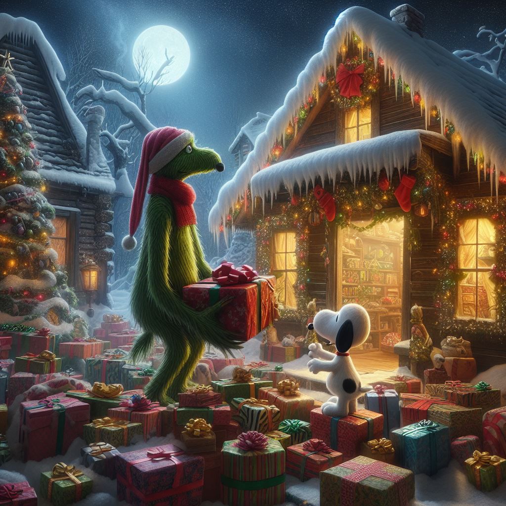Snoopy Grinch Steals Presents - AI Generated Artwork - NightCafe Creator