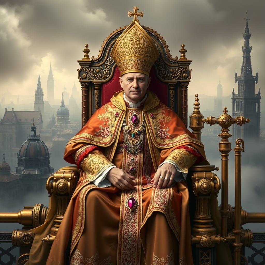 Pope Gennarino I Reigns in Steampunk Splendor - AI Art