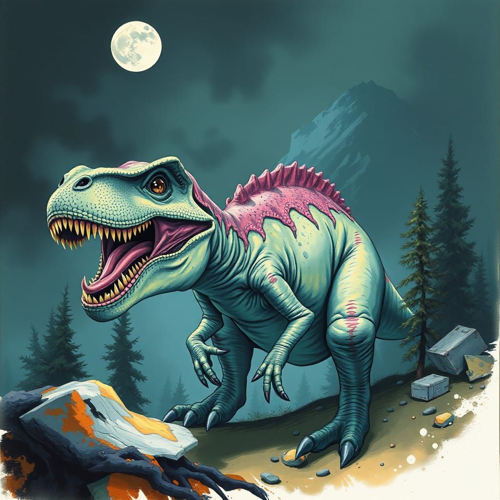 Dinosaur with Random Prompting - Hyperdetailed Dinosaur in T...