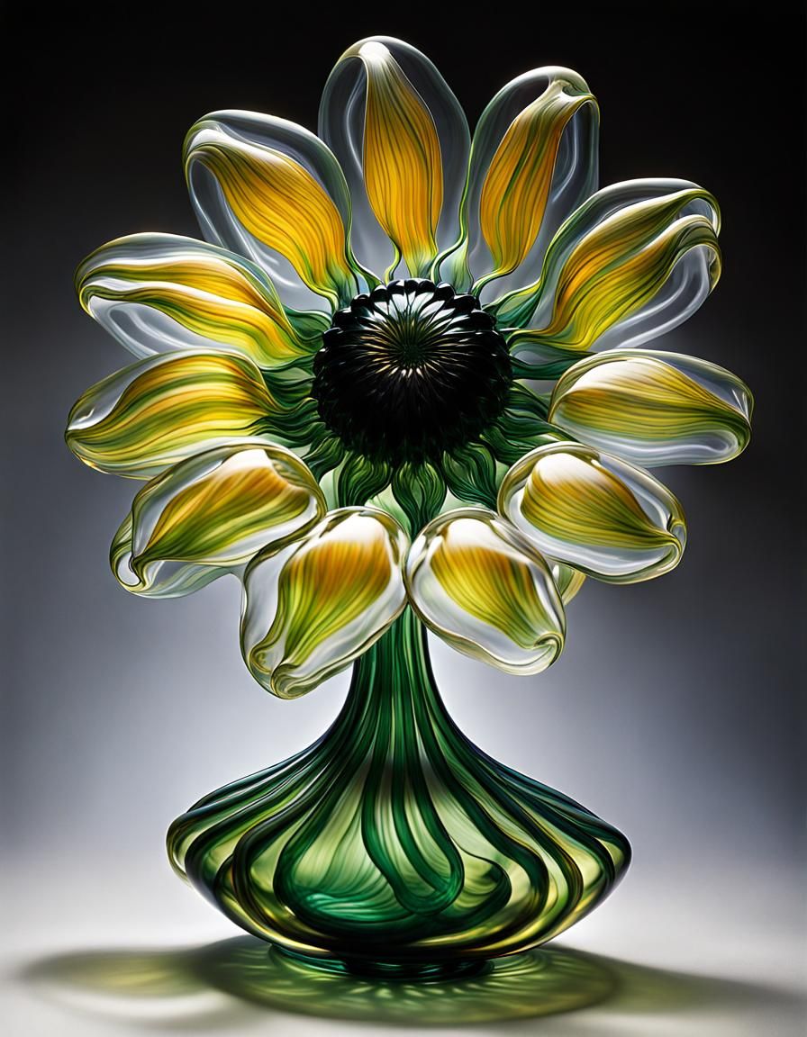Glass sculpture of a sunflower - AI Generated Artwork - NightCafe Creator