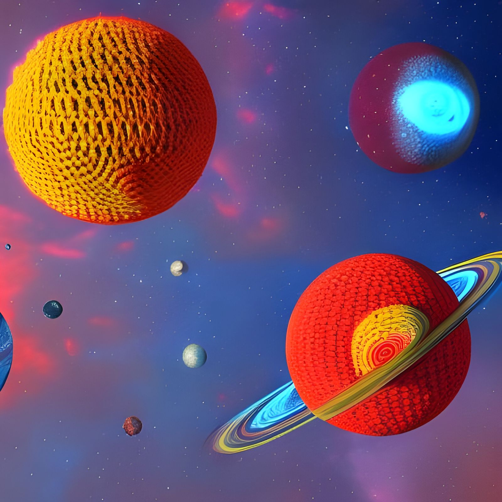 Crochet planets - AI Generated Artwork - NightCafe Creator