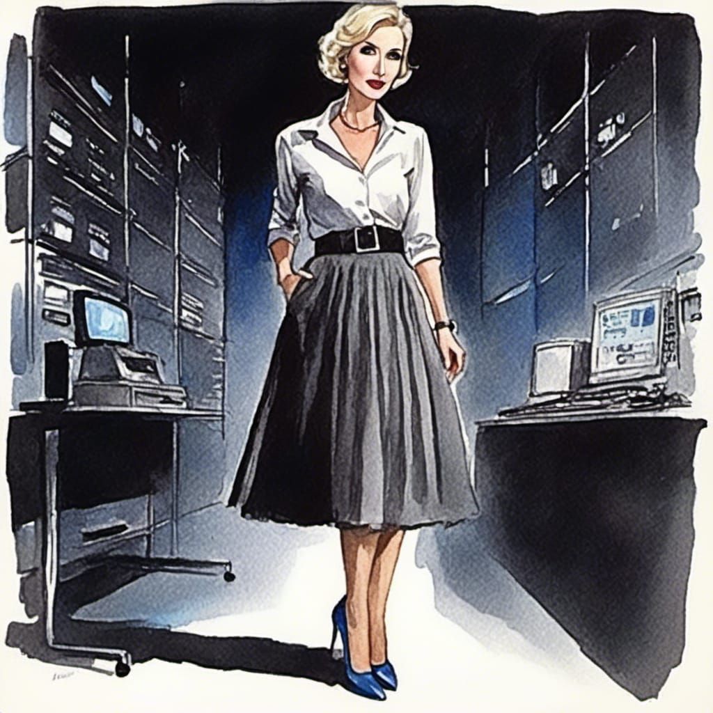 extremely short hair full length head to toe long distance view, black ...