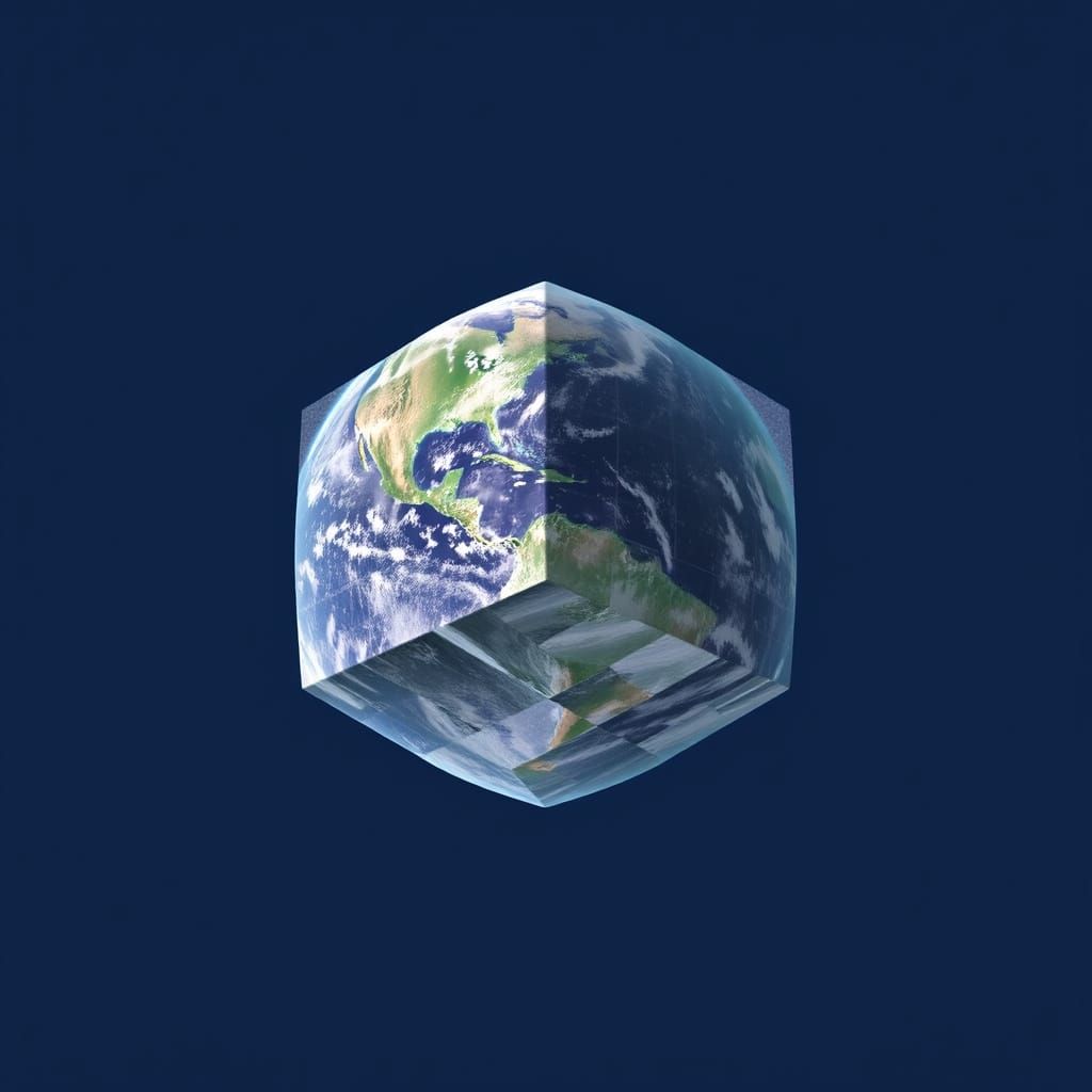 Cubed planet earth - Geometric Planet Earth in 3D Perspecti...