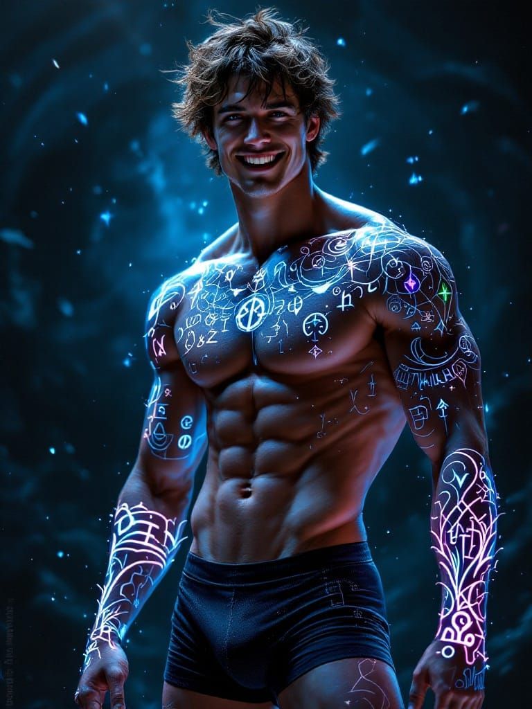 Runic Illumination 241228A - Confident Young Man Radiates My...