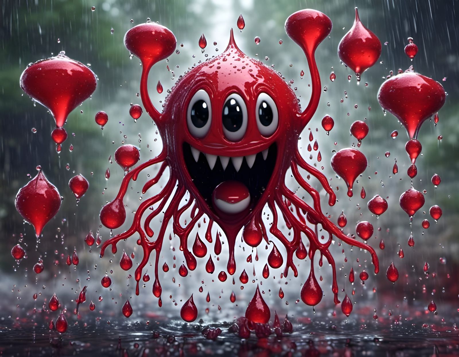 Anthropomorphic blood drops - AI Generated Artwork - NightCafe Creator