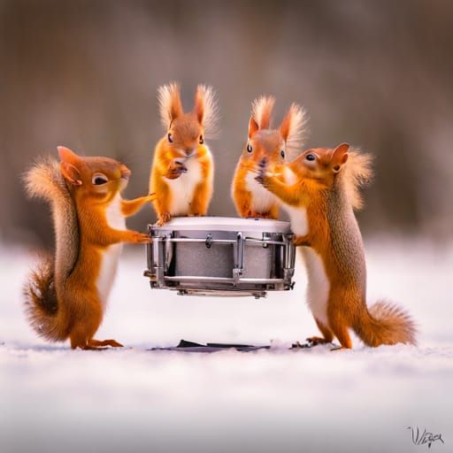 Cute squirrels playing in a band. Geert weggen. - AI Generated Artwork ...