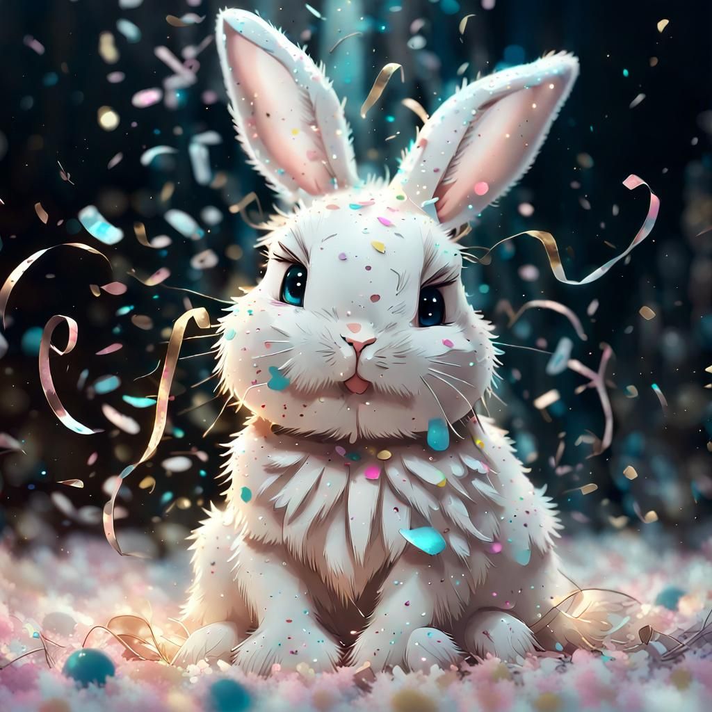 cute bunny celebrating - AI Generated Artwork - NightCafe Creator