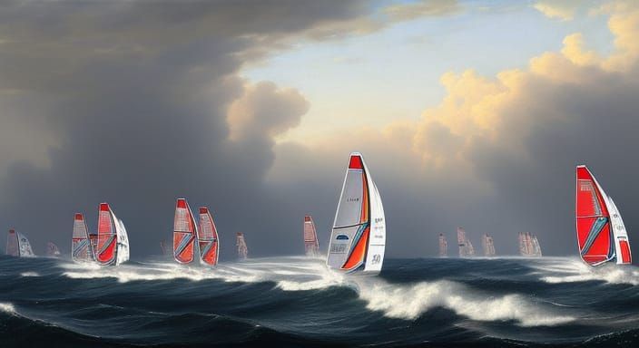 windsurf racing in a misty atmosphere - AI Generated Artwork ...