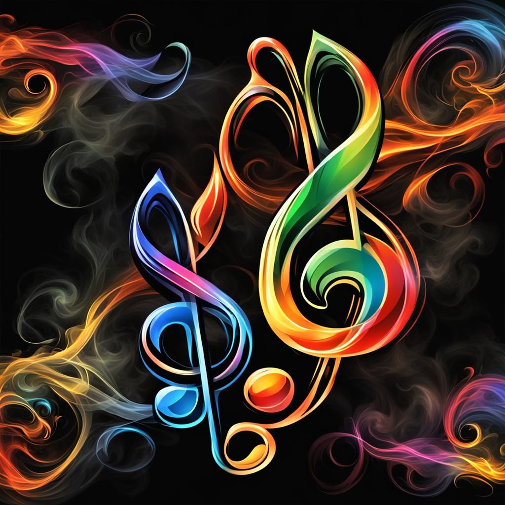 Colorful, Smoky Musical Notes - AI Generated Artwork - NightCafe Creator