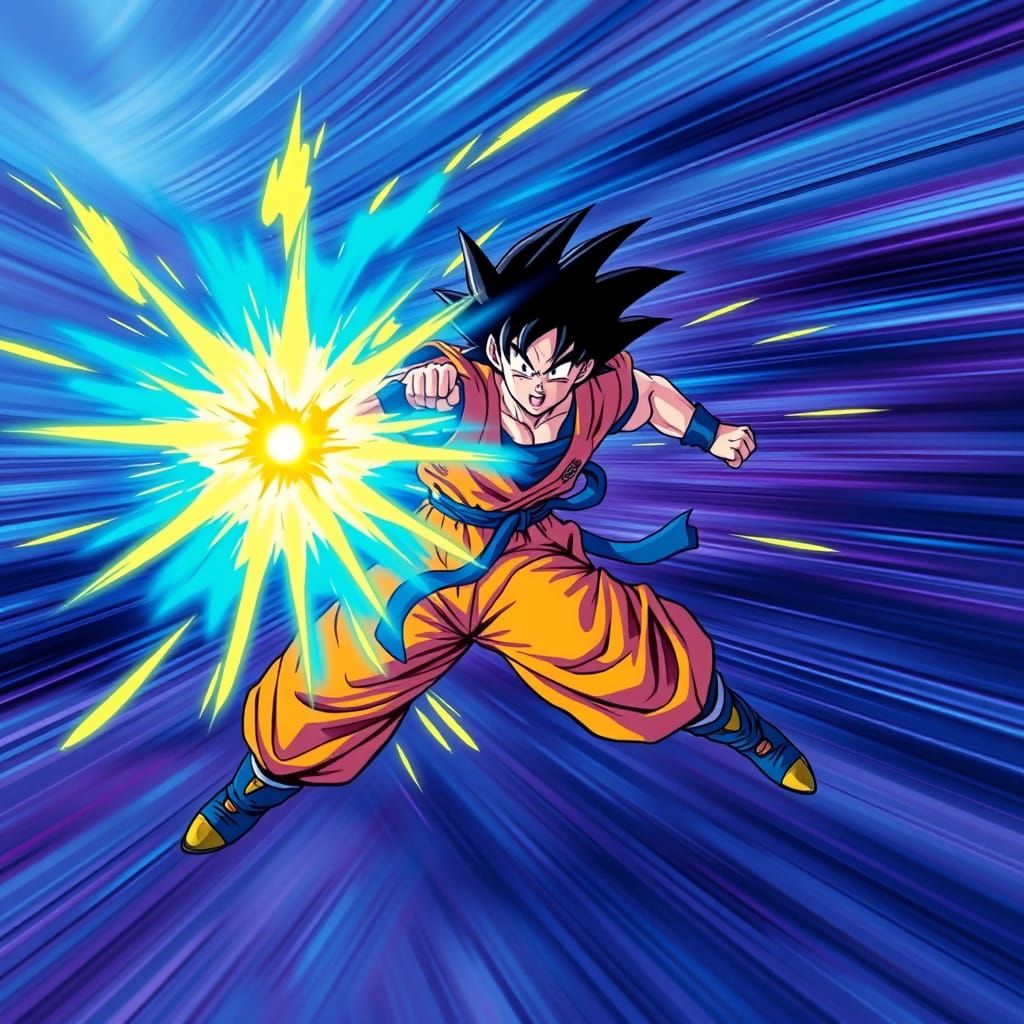 Goku running in a starburst - Goku Runs Through a Celestial ...