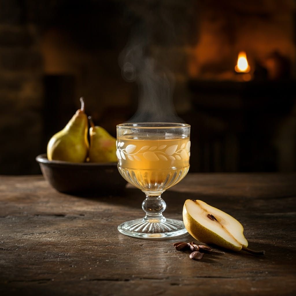 Medieval Pear Tea in Ornate Glassware - AI Art