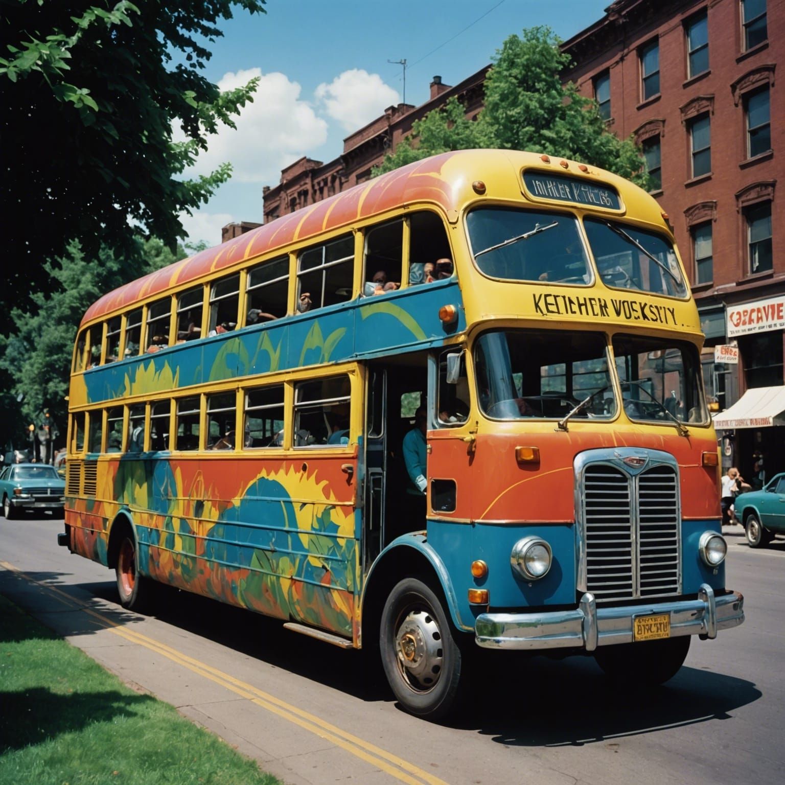 The Further, Ken Kesey’s legendary bus, emerges from a psychedelic haze ...