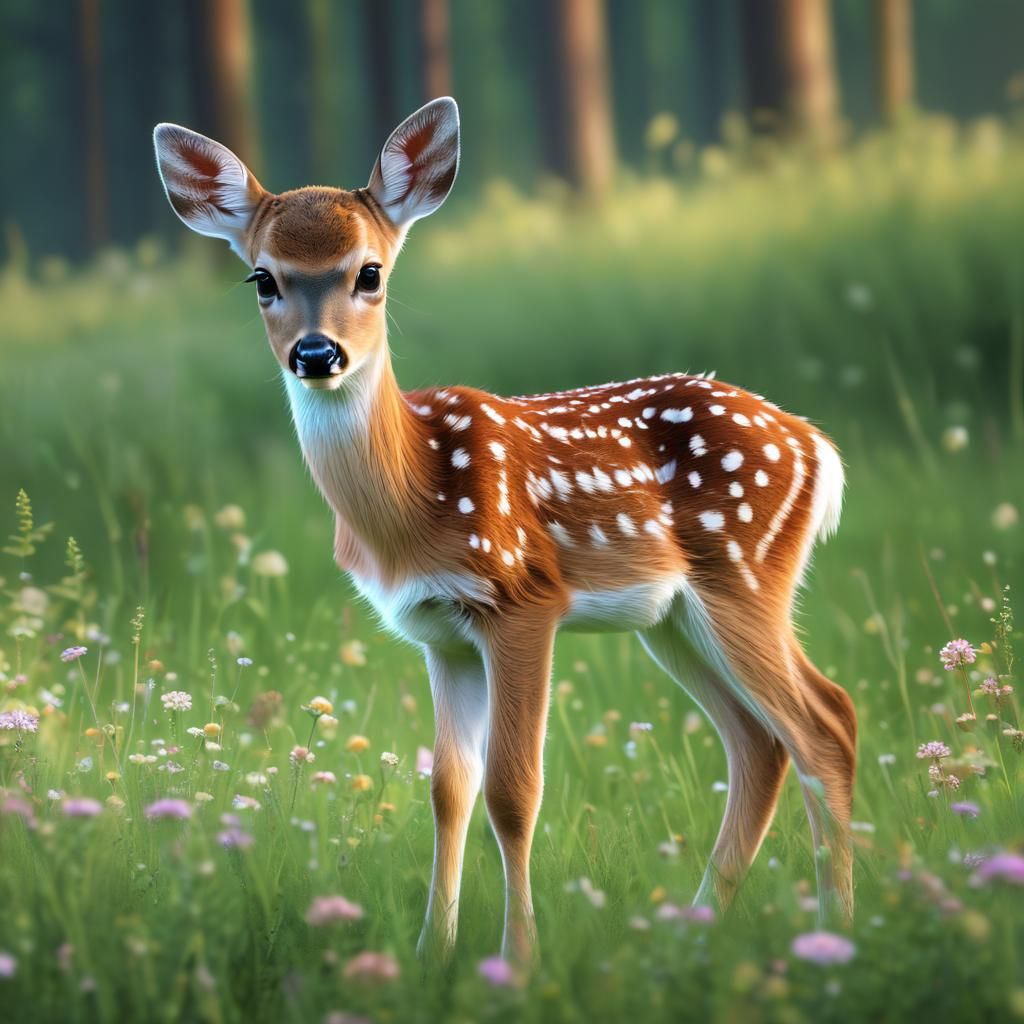 Realistic fawn in a field - AI Generated Artwork - NightCafe Creator