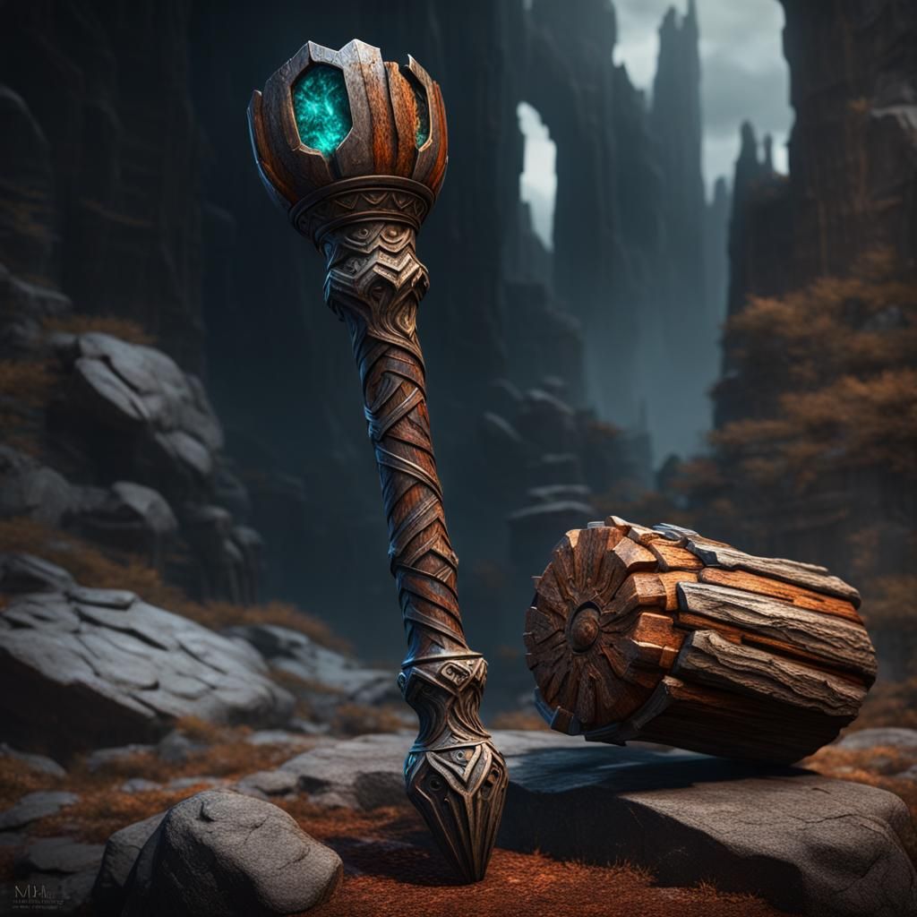 Fantasy Petrified Wood Mace - AI Generated Artwork - NightCafe Creator