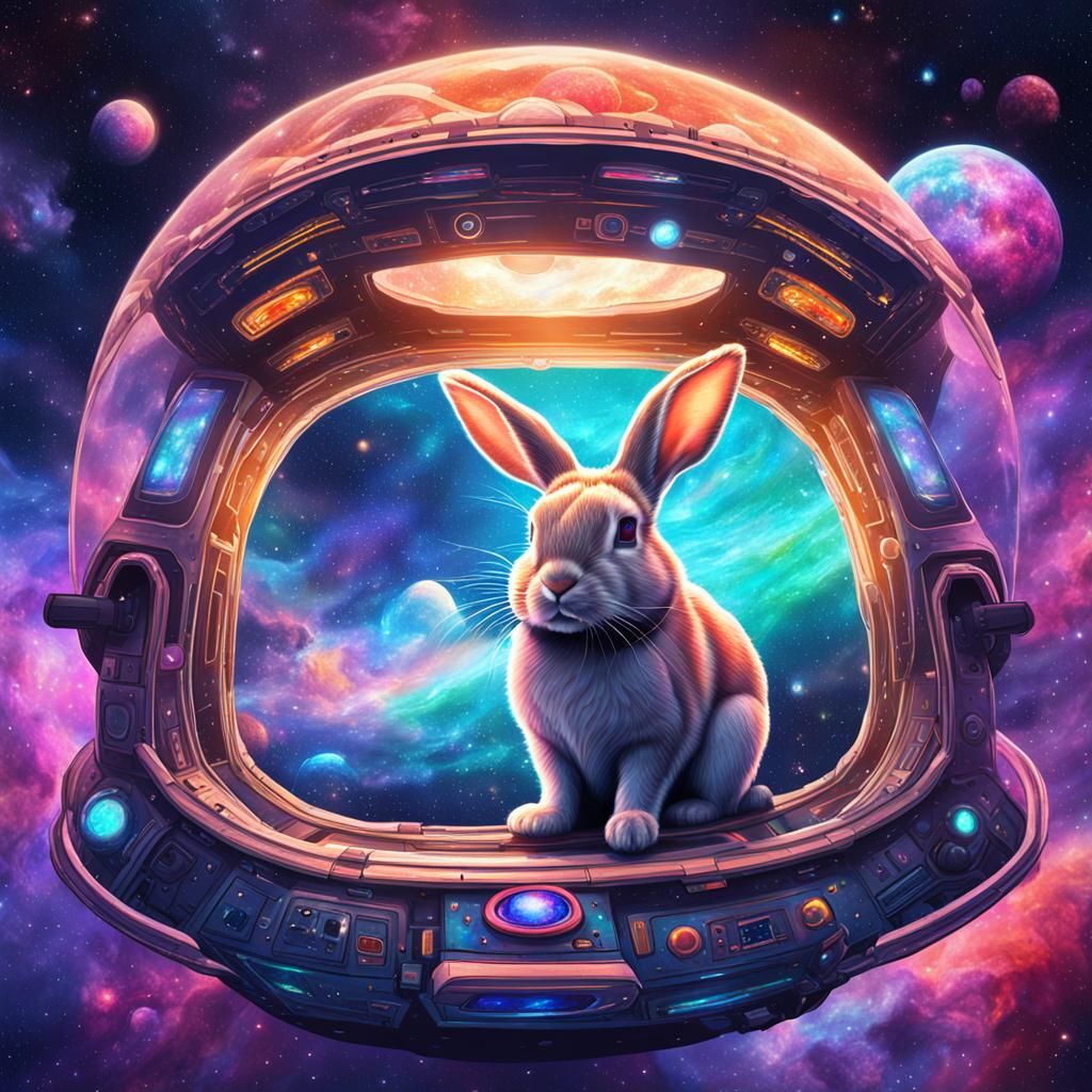 A rabbit in a space pod - AI Generated Artwork - NightCafe Creator