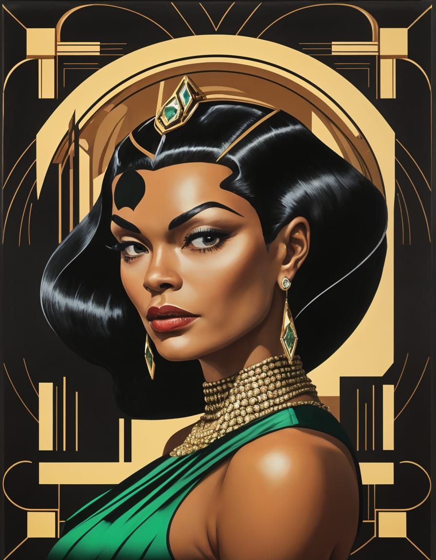 Eartha Kitt Portrait in Art Deco Style - AI Art