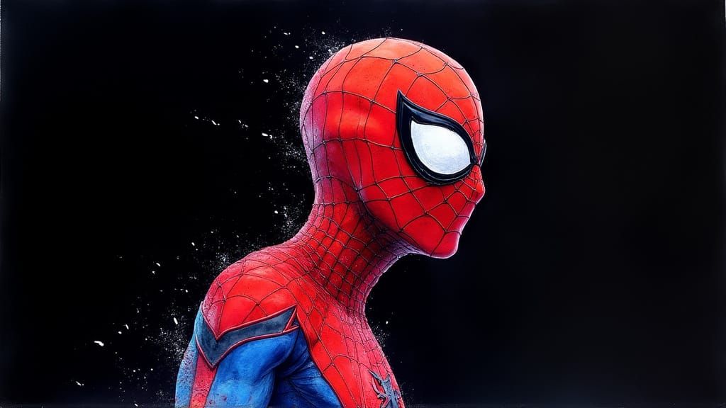 Abstract Watercolor Spider-Man Profile with Vivid ... - AI Art
