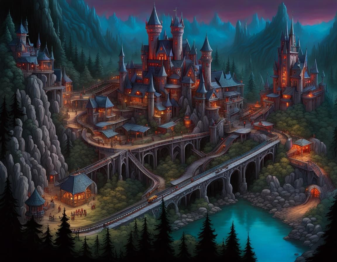 2D isometric Vampire world theme park city - AI Generated Artwork ...
