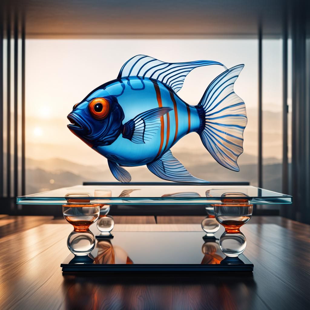 Glass fish on top of a glass table - AI Generated Artwork - NightCafe ...