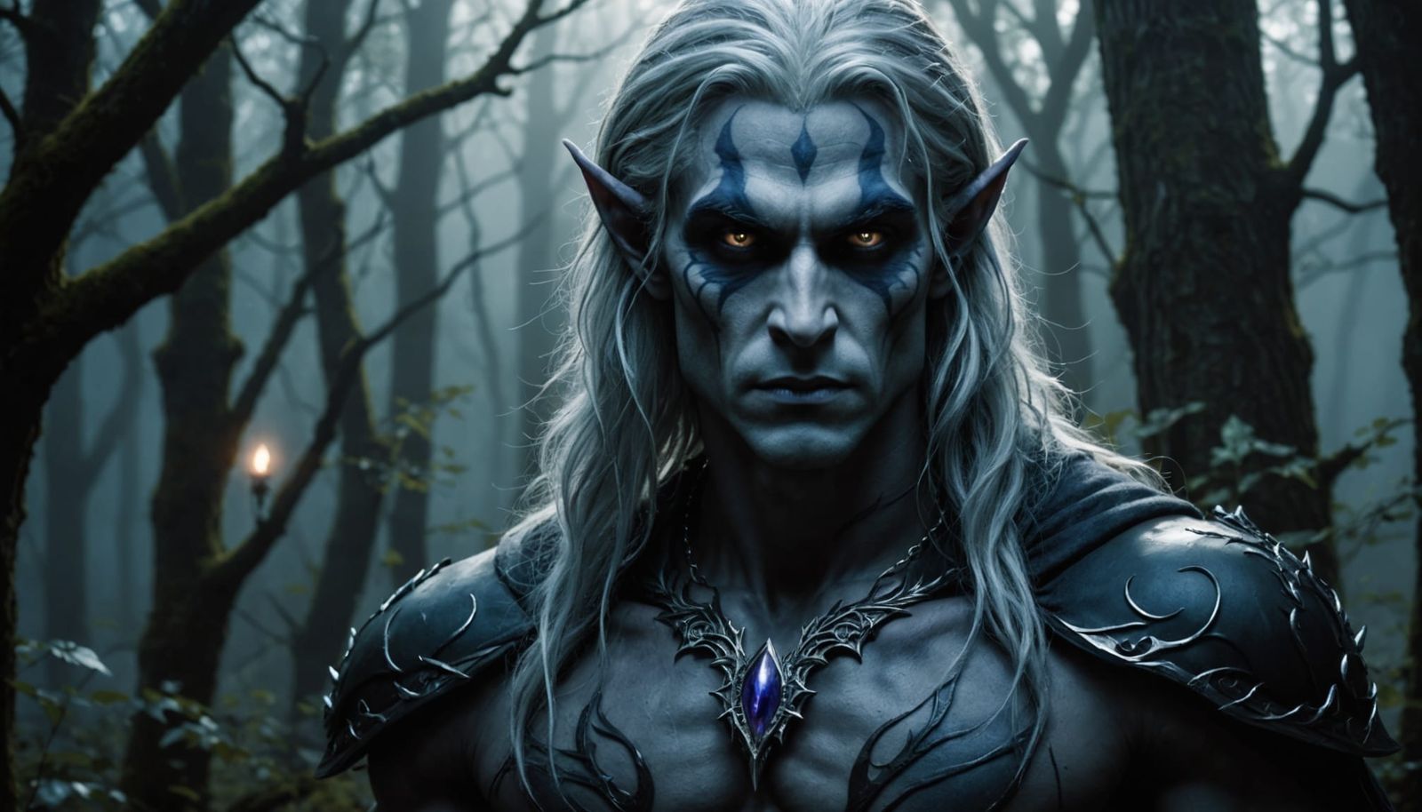 Male Drow - Ethereal Drow Elf Warrior in Moonlit Enchanted F...