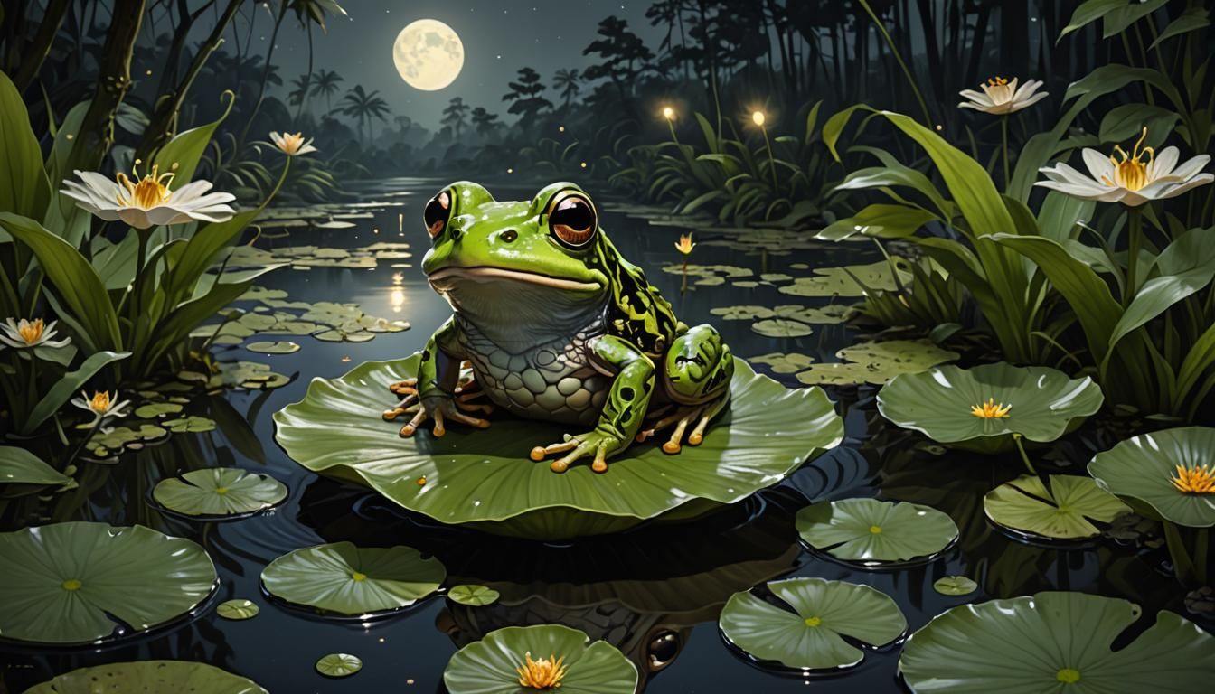 Frog on lilly pad - AI Generated Artwork - NightCafe Creator