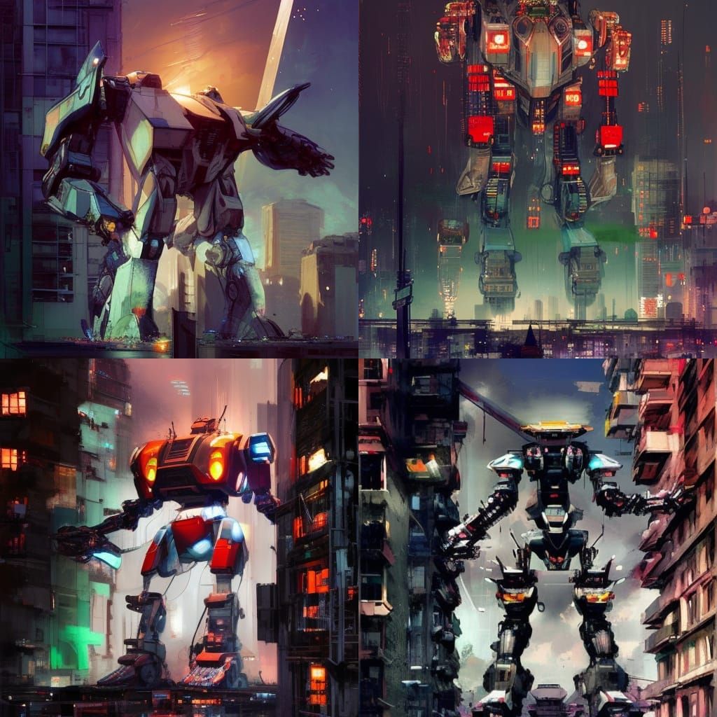 Giant mecha robot rabbit towering the city!! :: concept art, 16k ...