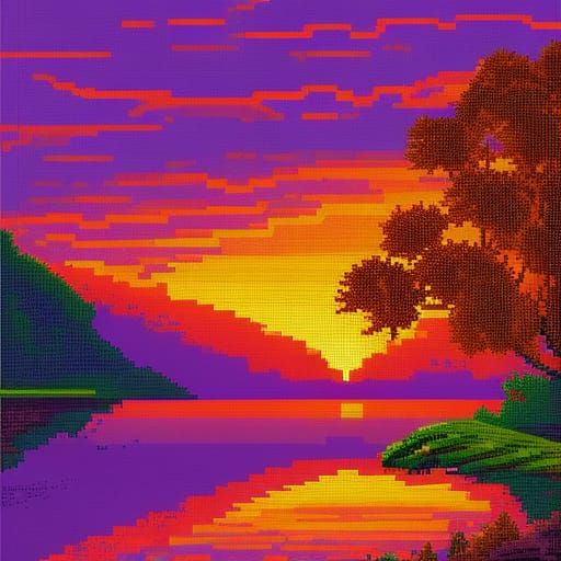 Beautiful Retro Video Game Sunset - AI Generated Artwork - NightCafe ...