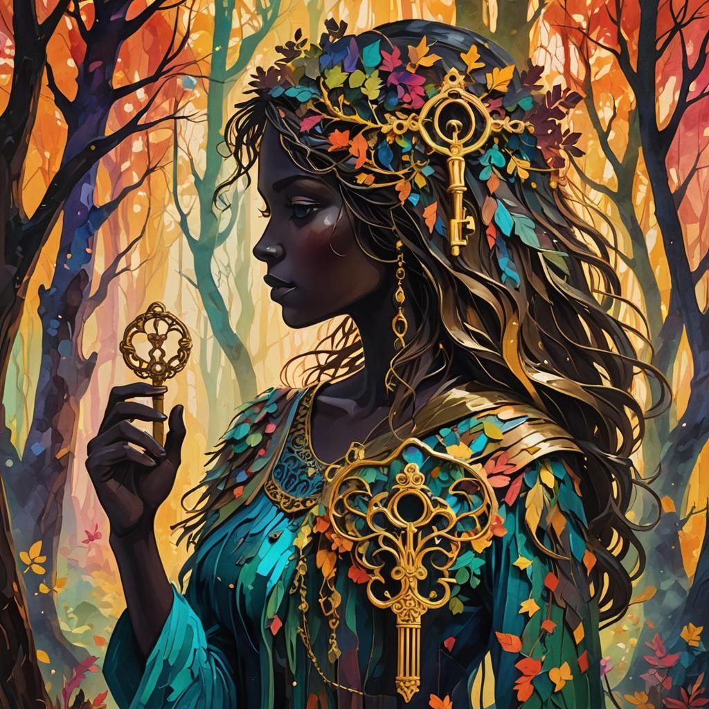 Mysterious Silhouette Woman with enchanted magical Key - AI Generated ...