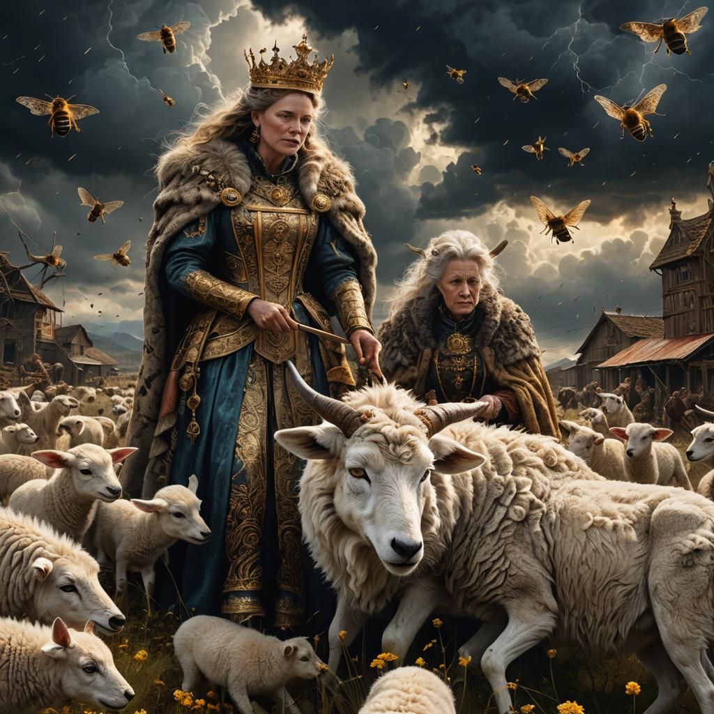 Queen of wolves and sheep - AI Generated Artwork - NightCafe Creator