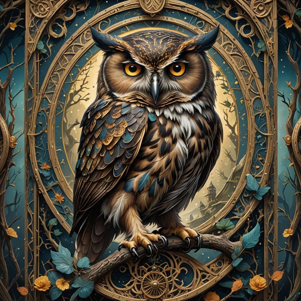An owl tarot card - AI Generated Artwork - NightCafe Creator