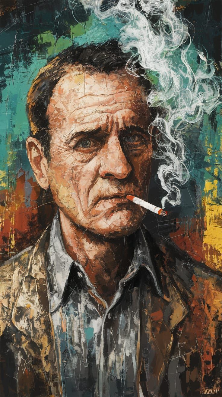 Weary Man in a Whimsical Landscape - AI Art