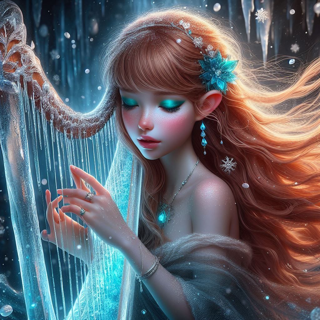 Shy girl playing ice harp - AI Generated Artwork - NightCafe Creator