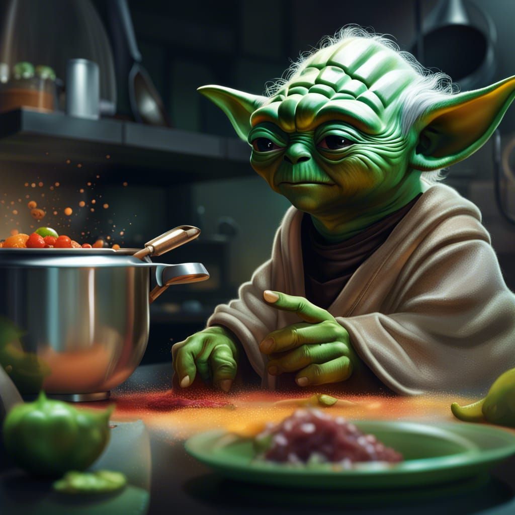 yoda on a cooking show - AI Generated Artwork - NightCafe Creator