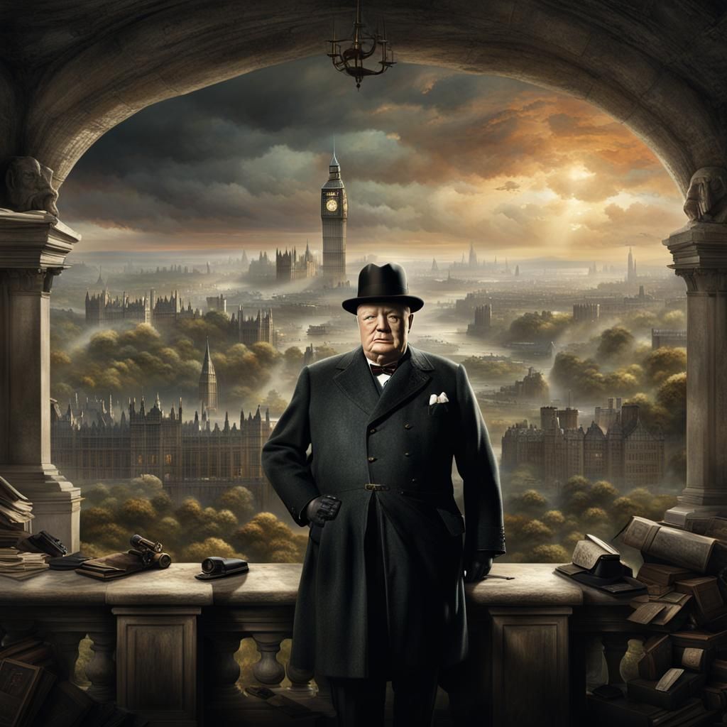 Epic Churchill in Imperial Splendor as Digital Mat... - AI Art