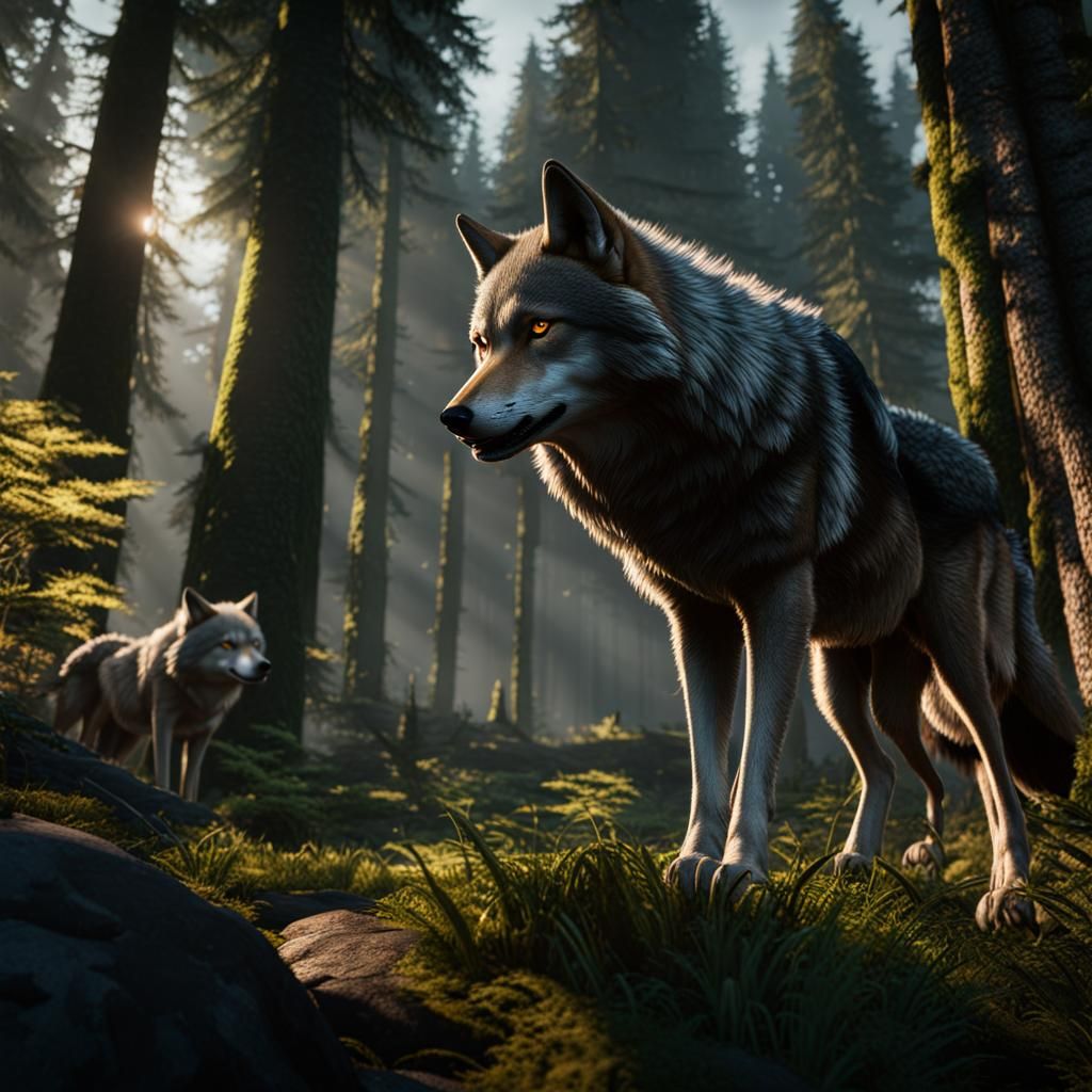 wolves in the forest - AI Generated Artwork - NightCafe Creator