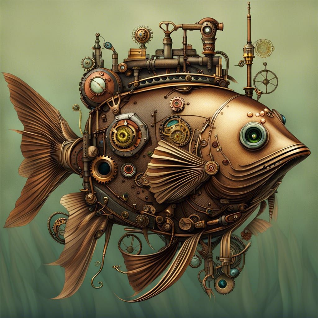 Steampunk fish - AI Generated Artwork - NightCafe Creator