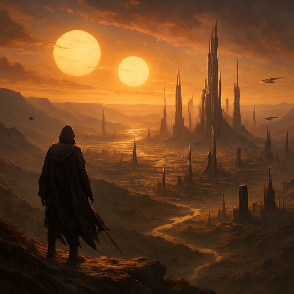 Alien traveler - Futuristic Traveler Overlooking Cyberpunk ...