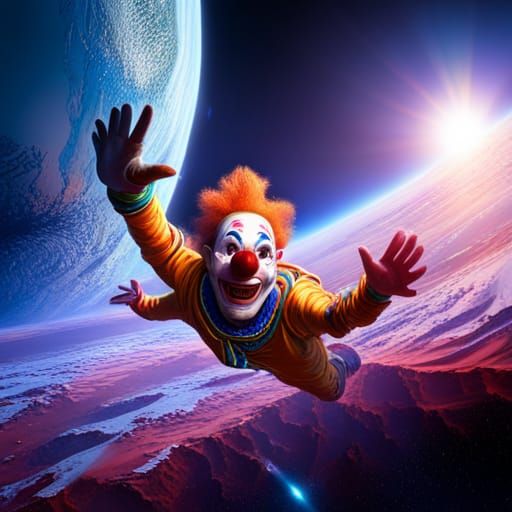 Clowns in space, 8k resolution, a masterpiece, 35mm, hyperrealistic ...