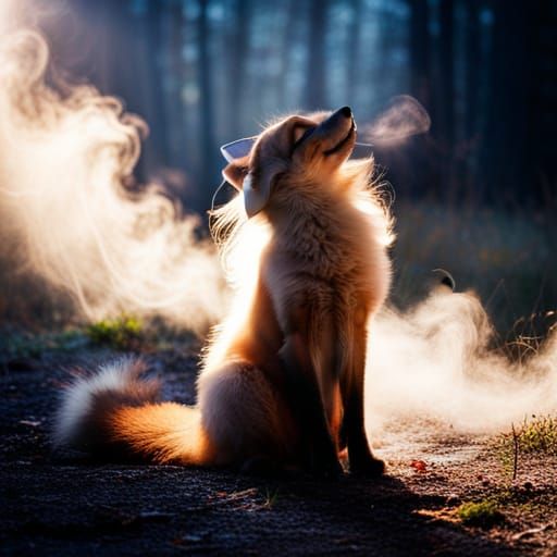 The image captures the enchanting allure of thick, swirling smoke with ...