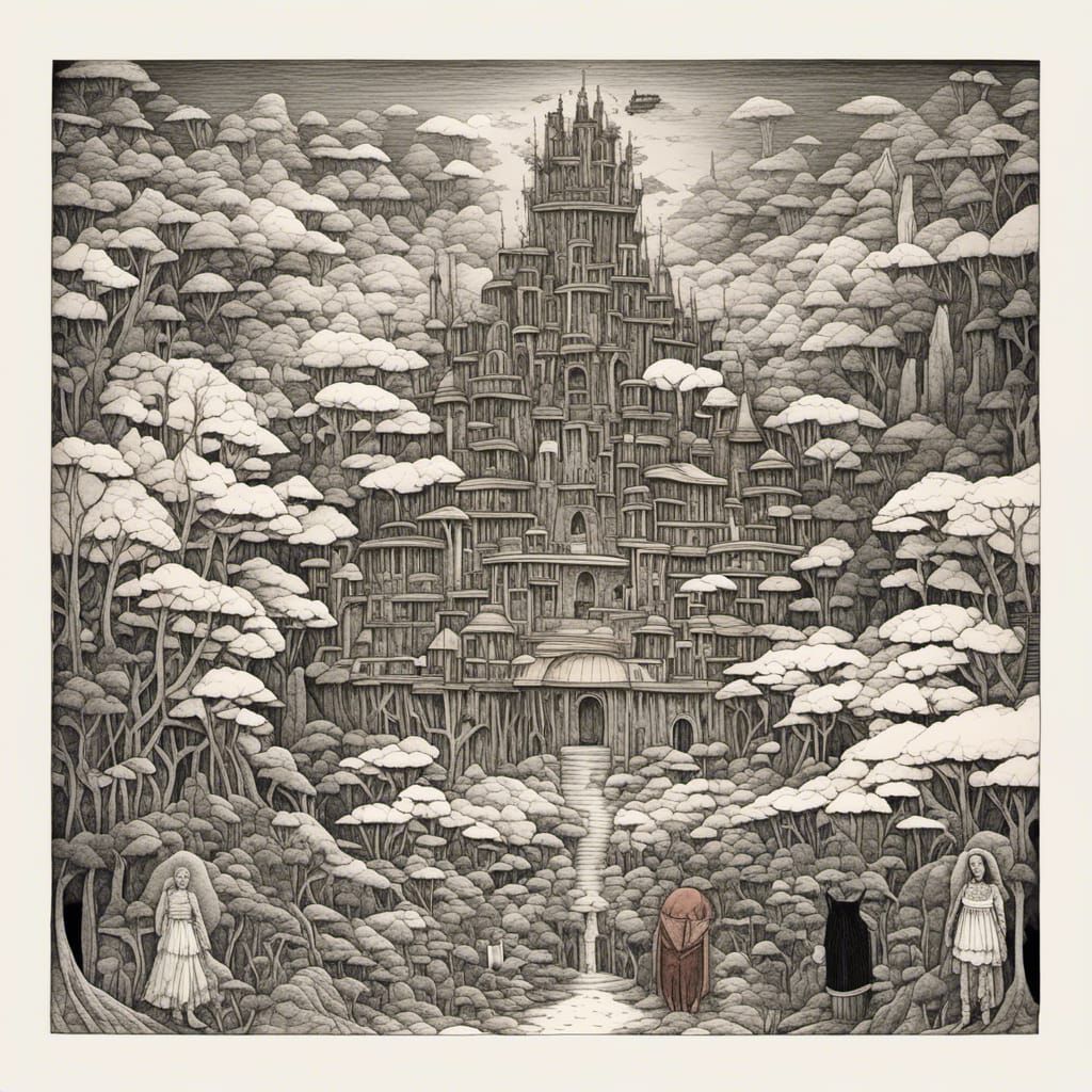 A giraffe, trees, Mars, multiple exposure, composite picture ...