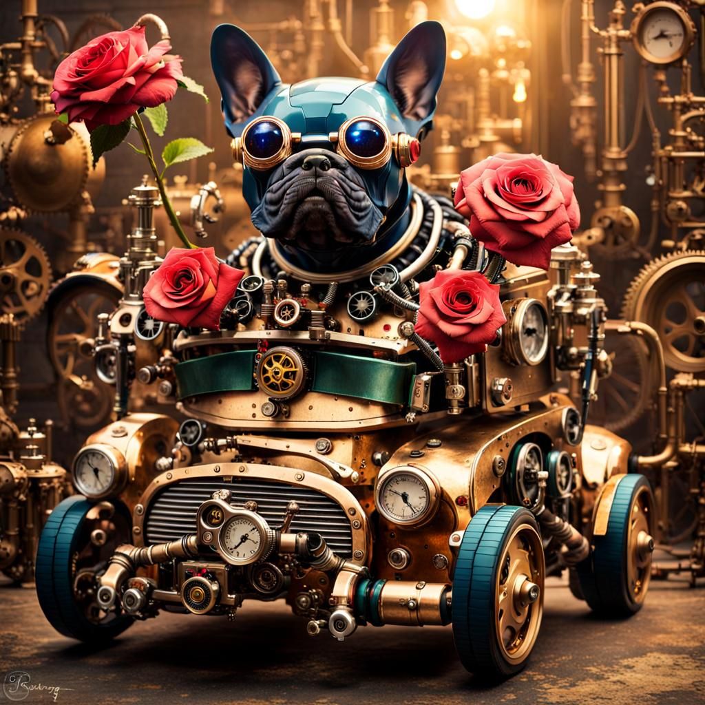 Fantasy steampunk style car - robot transformer - half dog - half mini ...