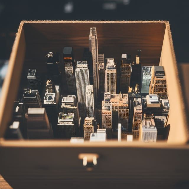 city packed in a wooden box - AI Generated Artwork - NightCafe Creator