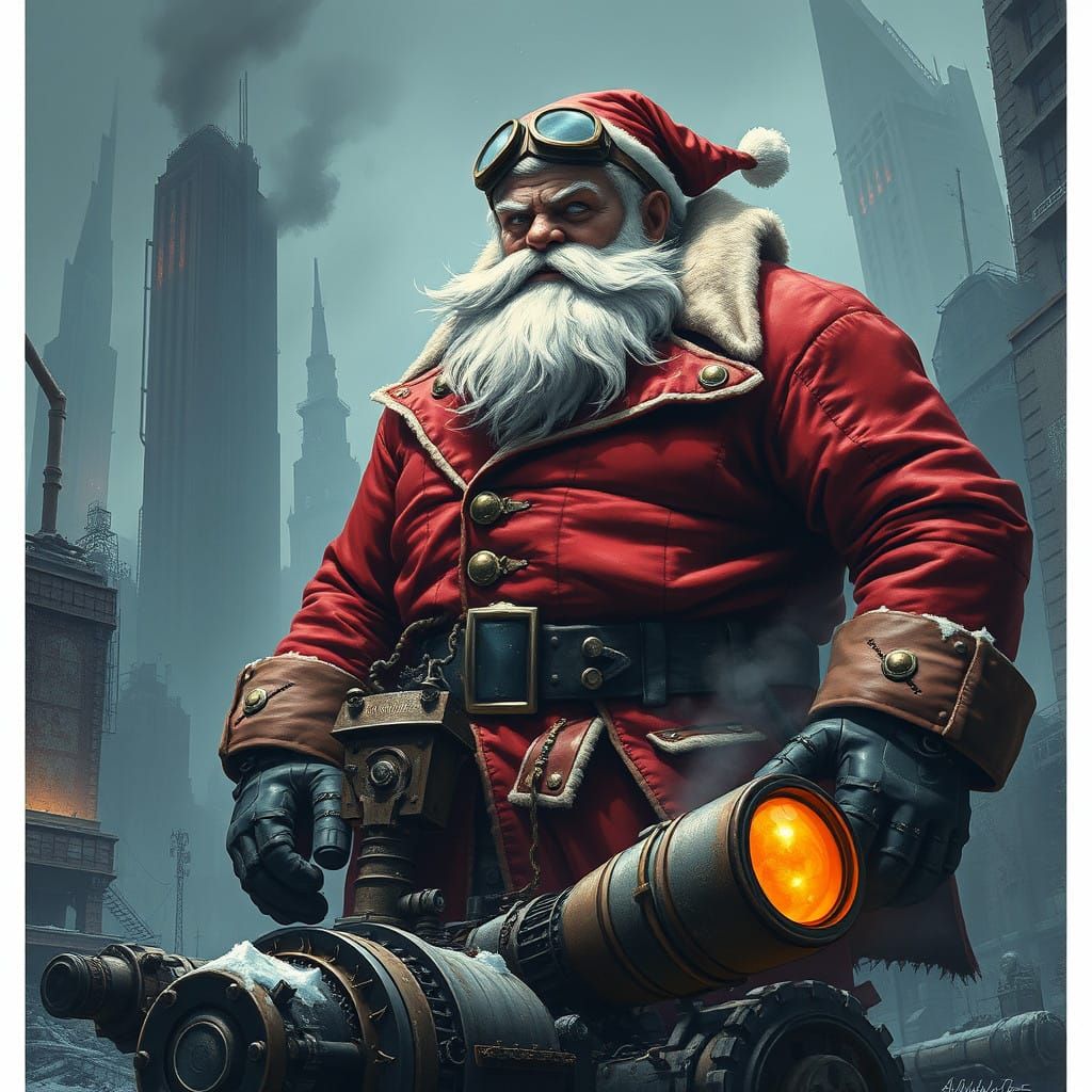 Gritty Post-Apocalyptic Santa Claus in Industrial ... - AI Art