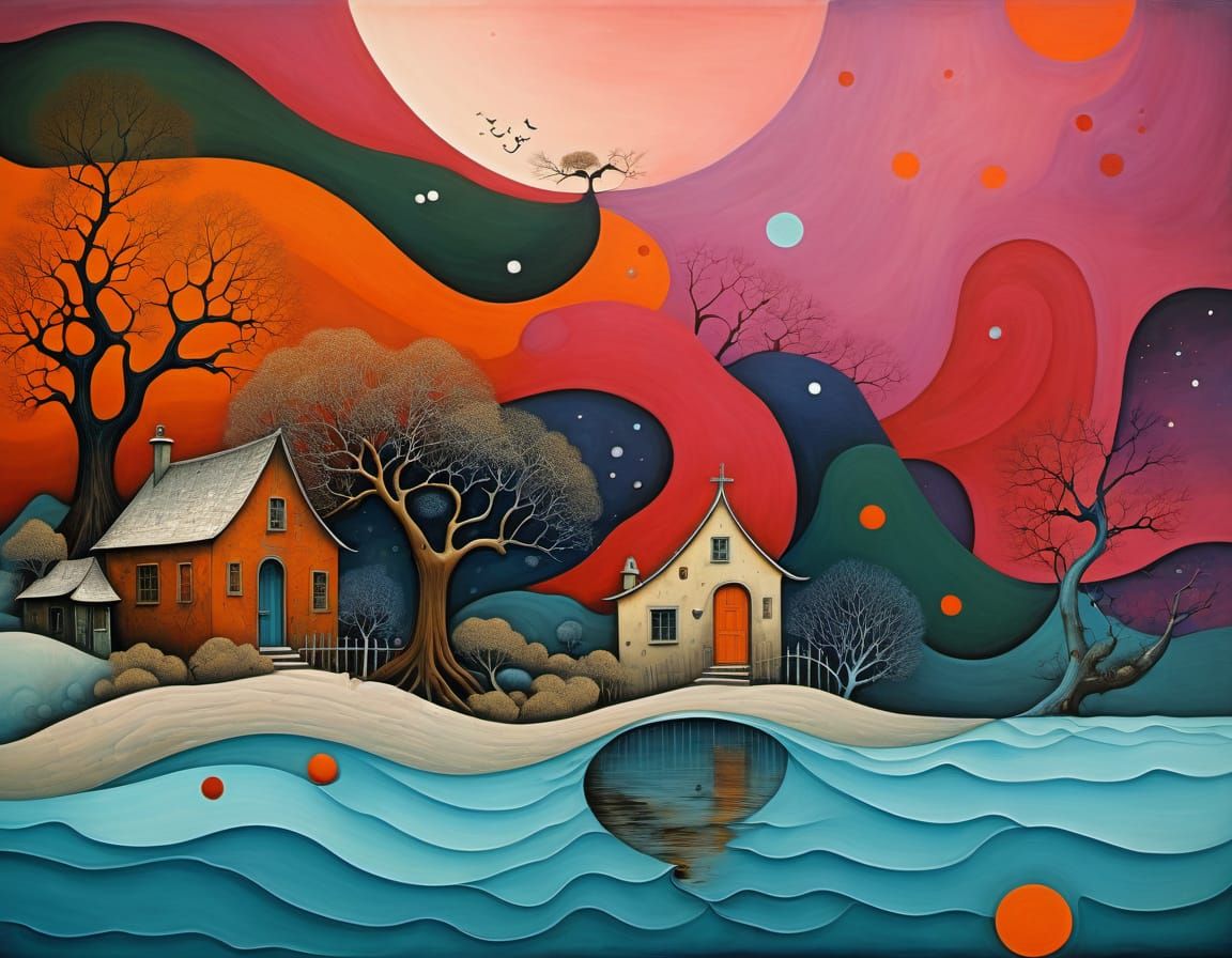 abstract Hieronymus Bosch-01 - Abstract Surrealist Landscape...