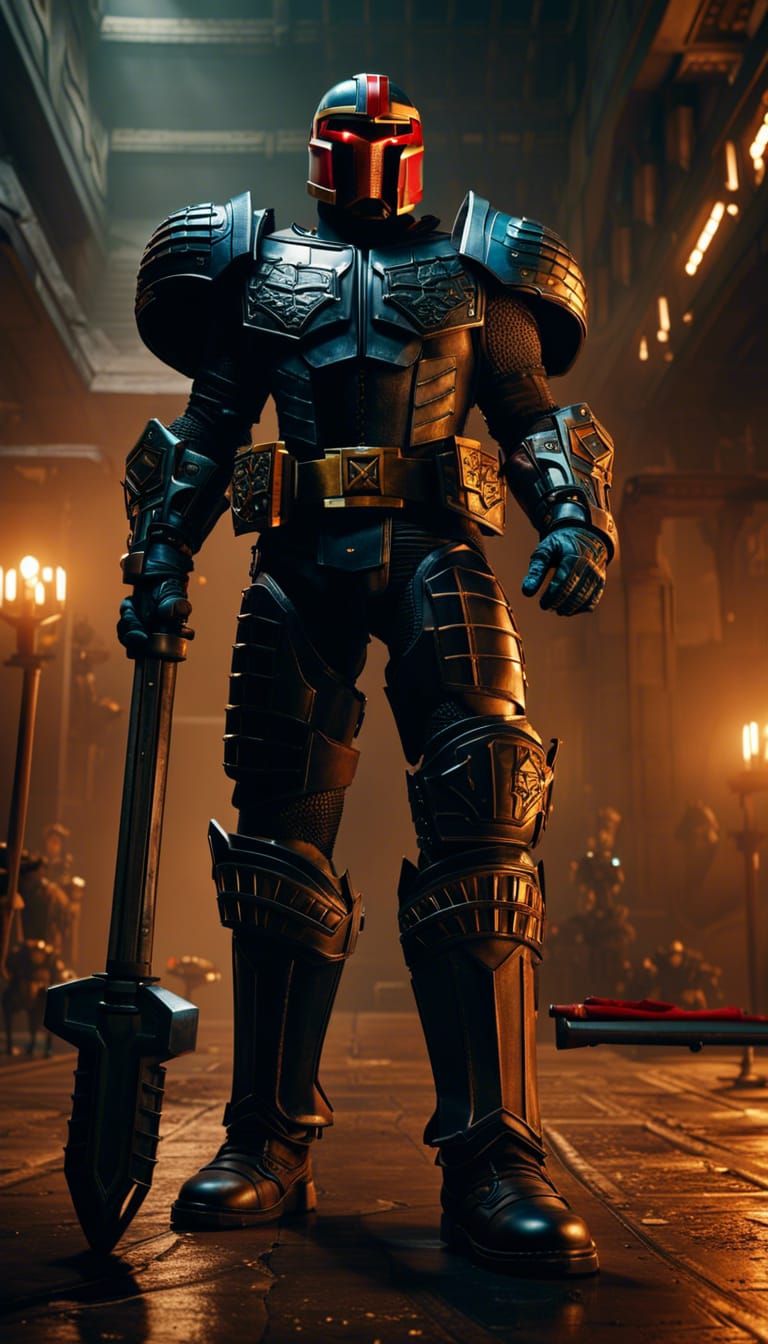 Judge Dredd as a knight with hammer - AI Generated Artwork - NightCafe ...