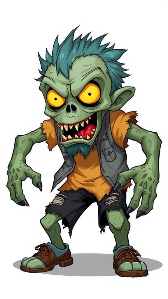 Aggressive Cartoon Zombie with Caricatured Design ... - AI Art