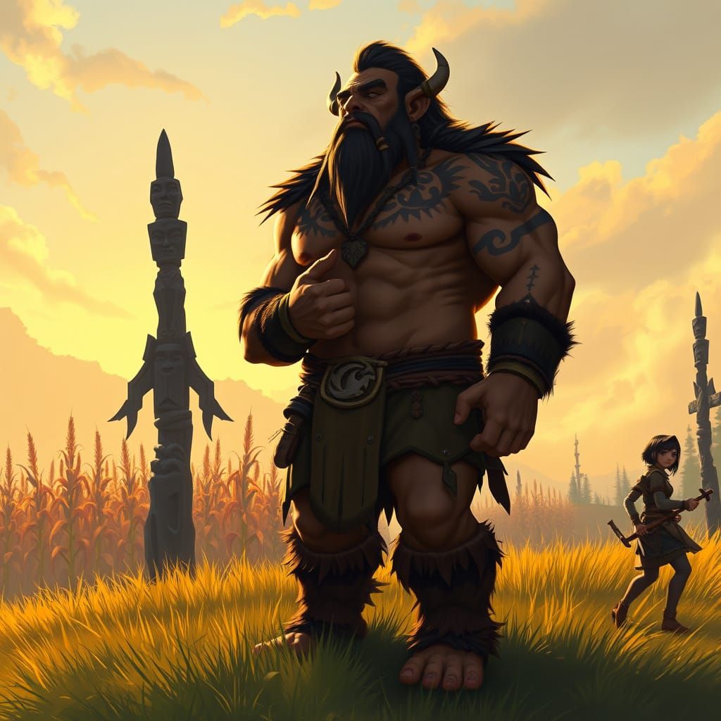 Tauren Goddess of Agriculture in Sunset Landscape ... - AI Art