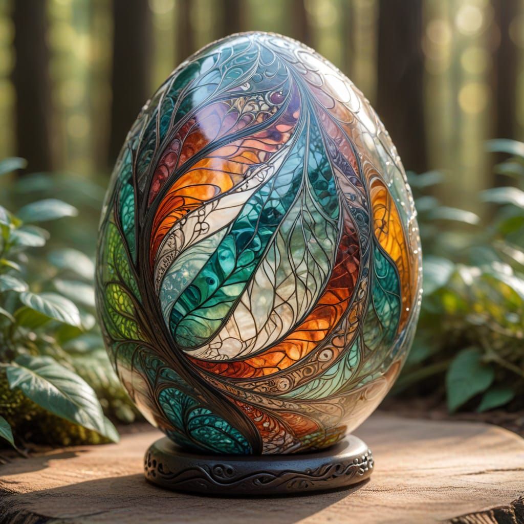 Abstract image of a glass Rosetta shell stone egg